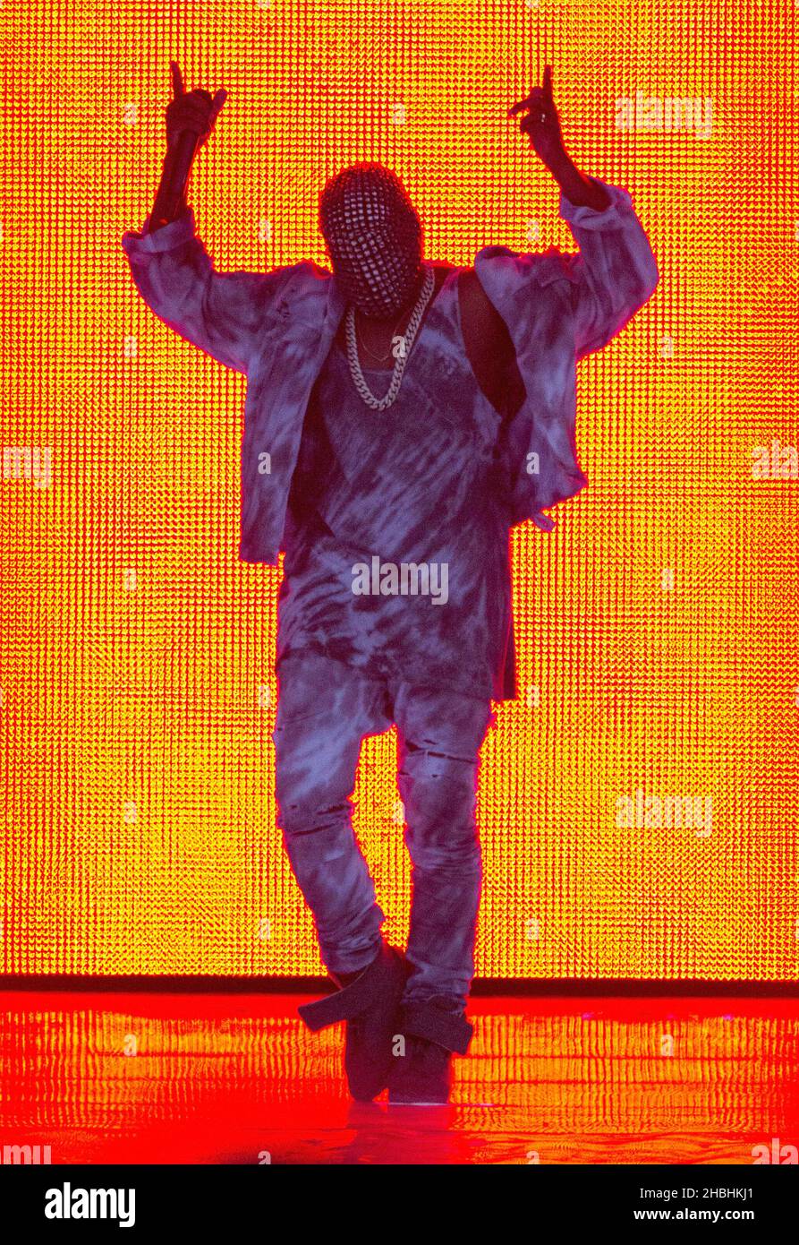Kanye West performs on stage at Wireless Festival in Finsbury Park in ...