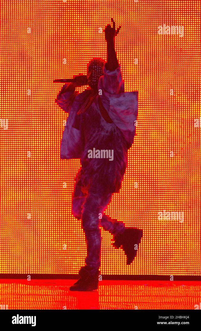 Kanye West performs on stage at Wireless Festival in Finsbury Park in ...