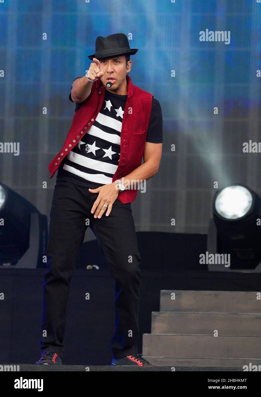 Howie Dorough of the Backstreet Boys performing on stage at Barclaycard ...