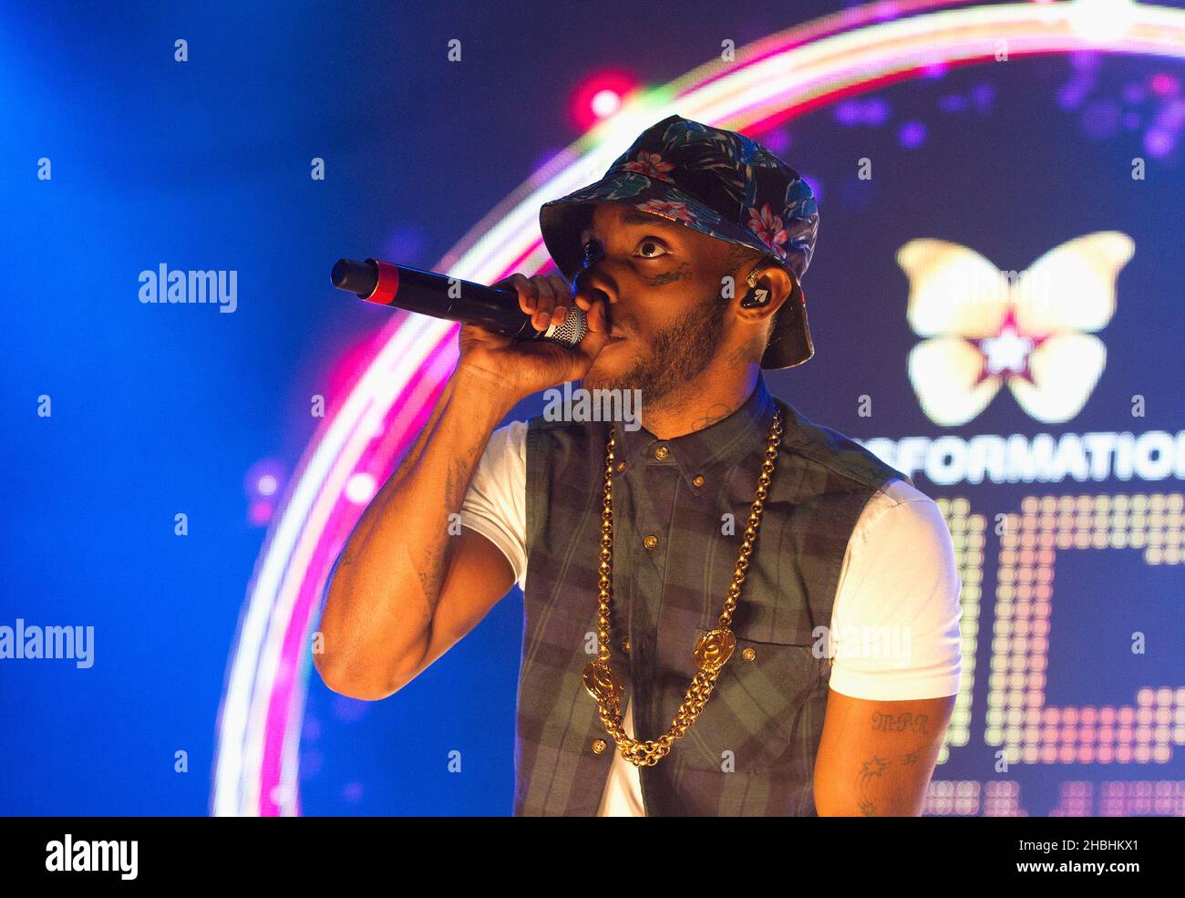 Angel performing on stage at rock assembly in wembley arena hi-res ...