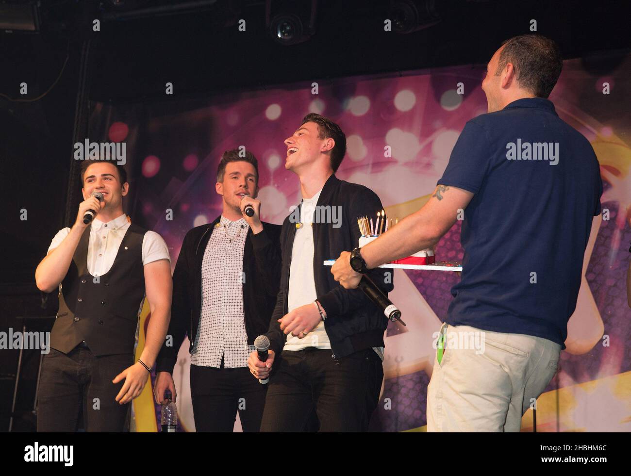 (L-R) Michael Auger, Jamie Lambert and Matt Pagan of Collabro with ...