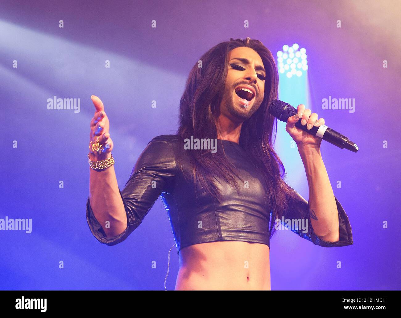 Conchita Wurst performs on stage at G-A-Y Heaven in London Stock Photo ...
