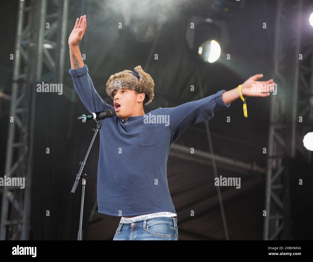Jordan Stephens of Rizzle Kicks performs on stage at the Invictus Games ...