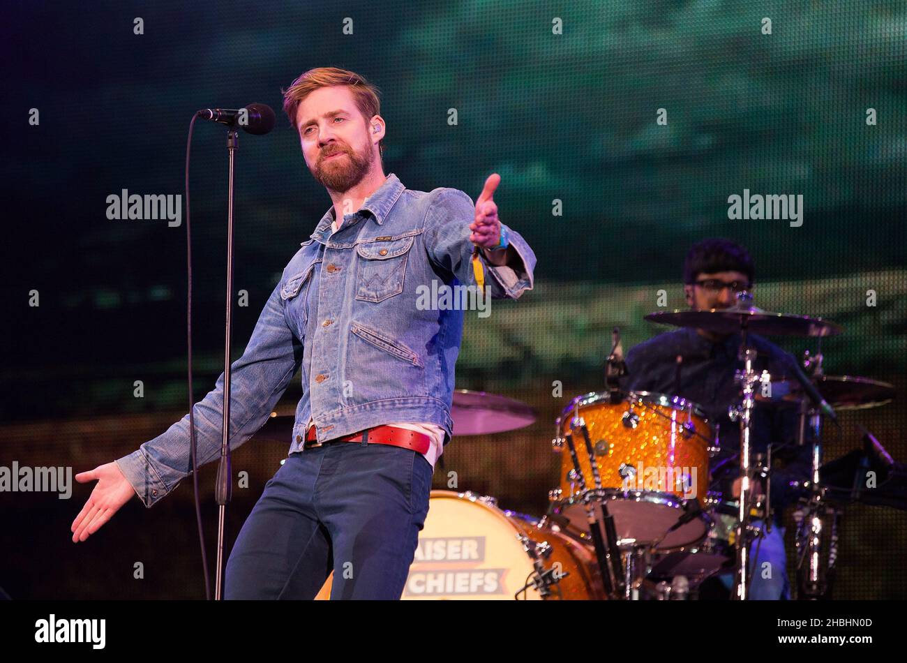 Ricky Wilson of the Kaiser Chiefs performs on stage at the Invictus ...