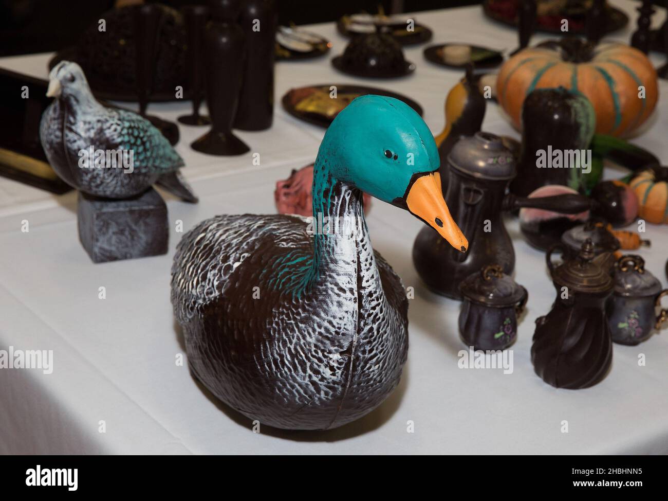 The Chocolate Show, Chocolate Ducks at Olympia in London Stock Photo ...