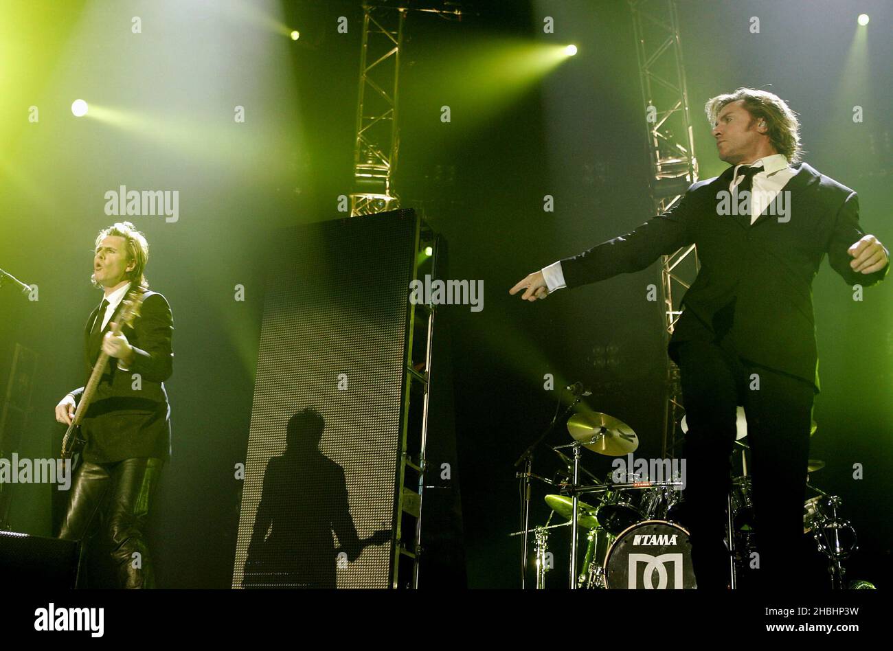 Simon Le Bon and John Taylor of Duran Duran performing on stage at ...
