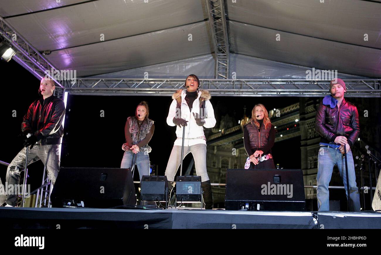 Liberty X and Chinese pop star Li Yuchun performs live on stage at a ...
