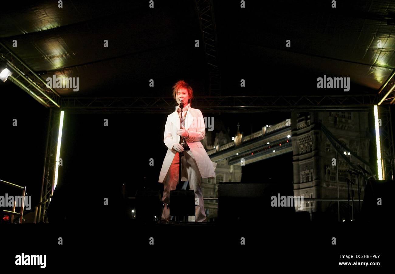 Chinese pop star Li Yuchun performs live on stage at a one-off concert ...