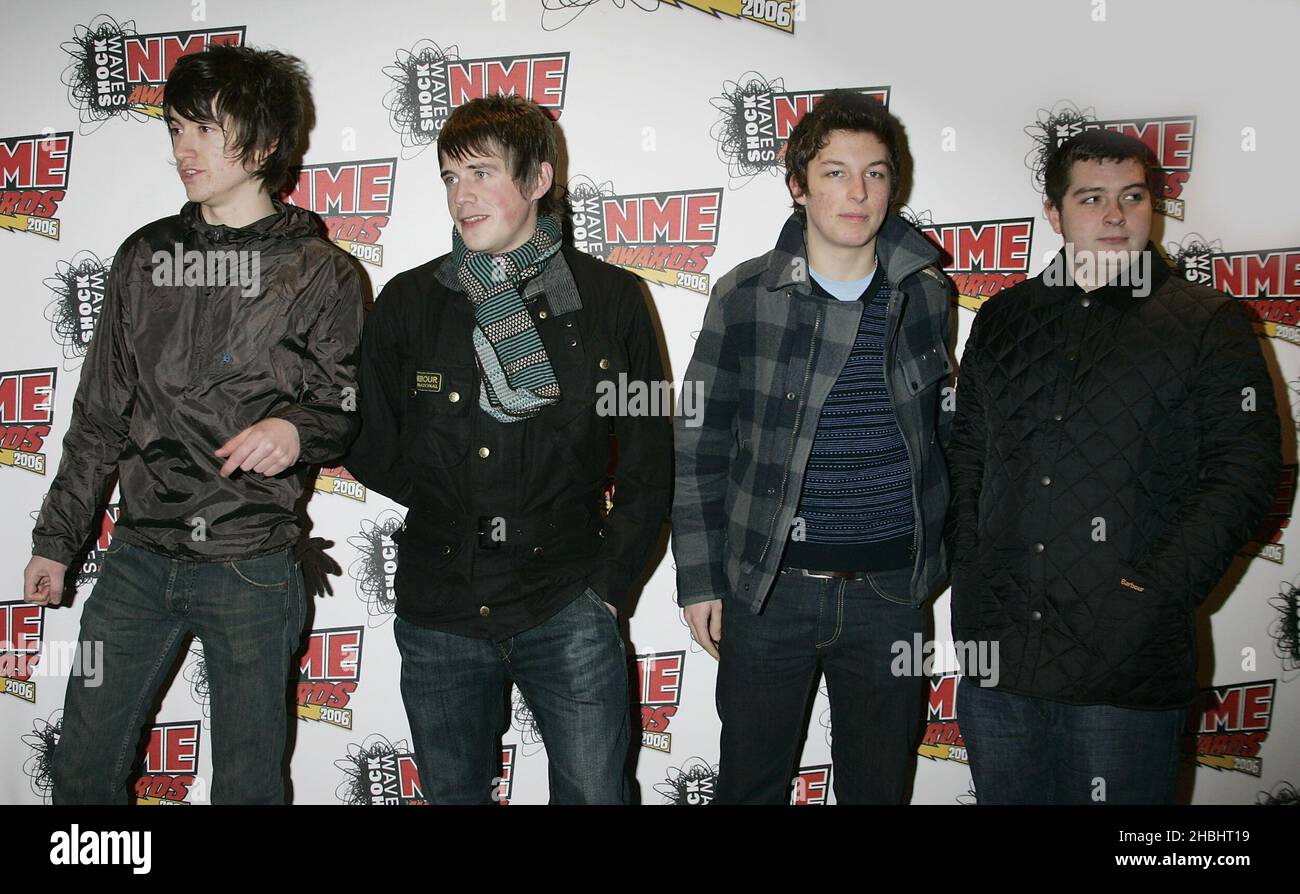Arctic monkeys arriving at the shockwaves nme awards 2006 hi-res stock ...