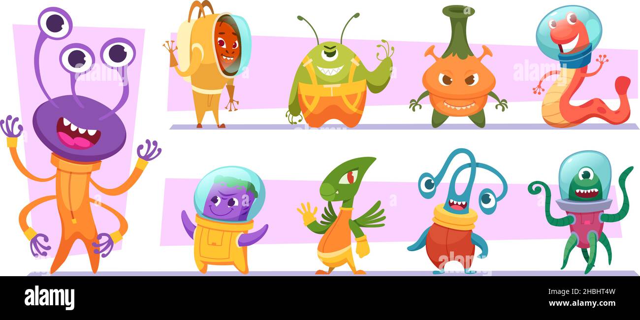 Space monsters. Funny crazy creatures humanoid monsters mysterious ...