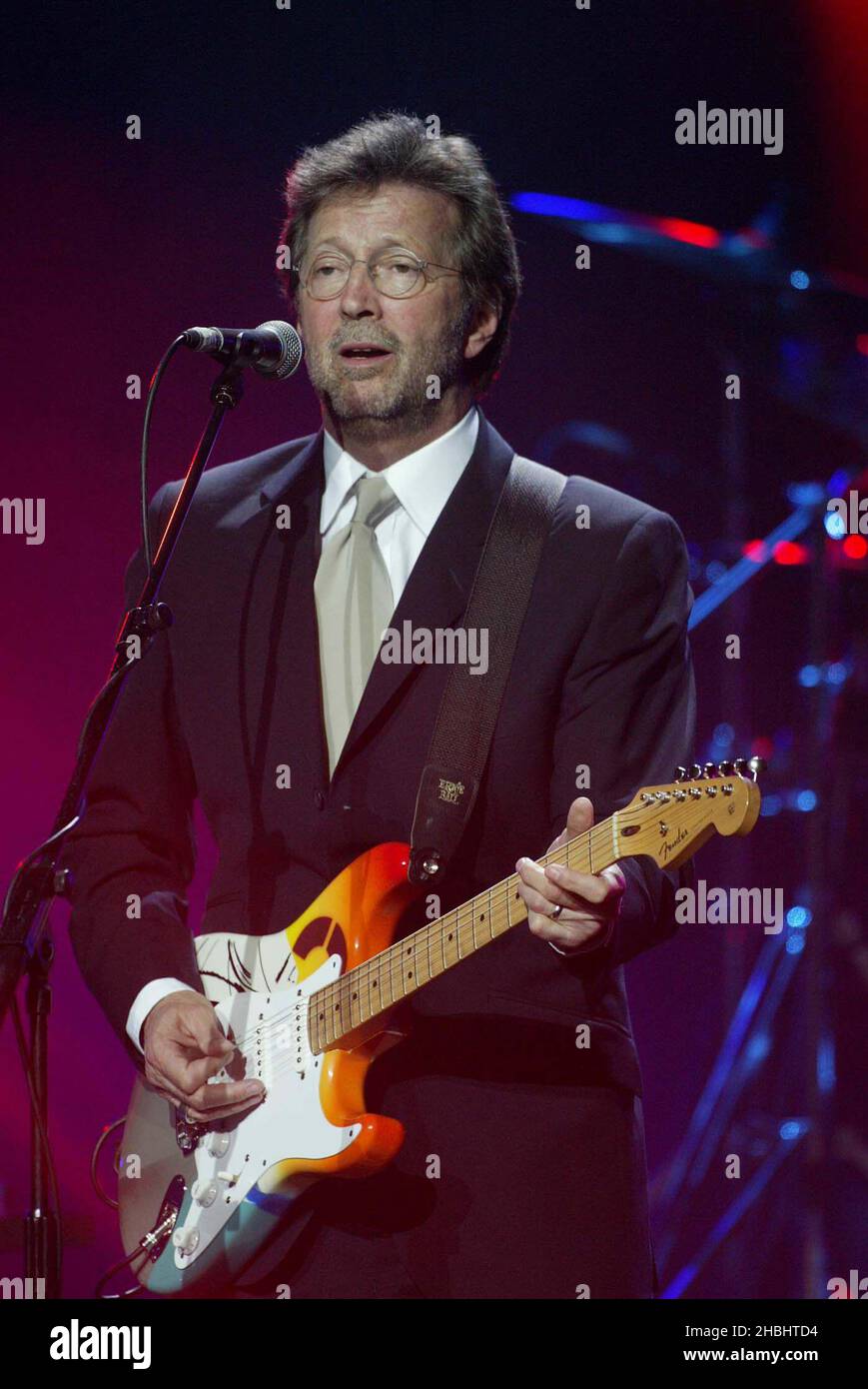 Eric Clapton performing live on stage at the Teenage Cancer Trust ...
