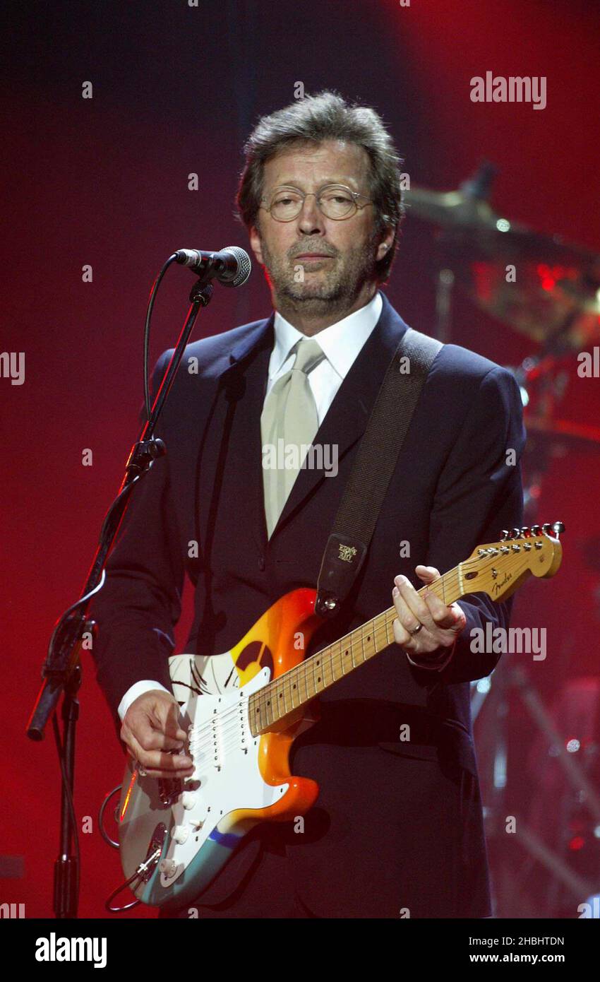 Eric Clapton performing live on stage at the Teenage Cancer Trust ...