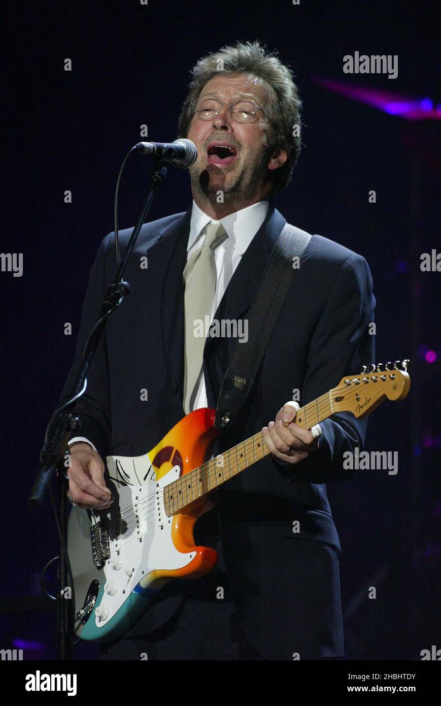 Eric Clapton performing live on stage at the Teenage Cancer Trust ...