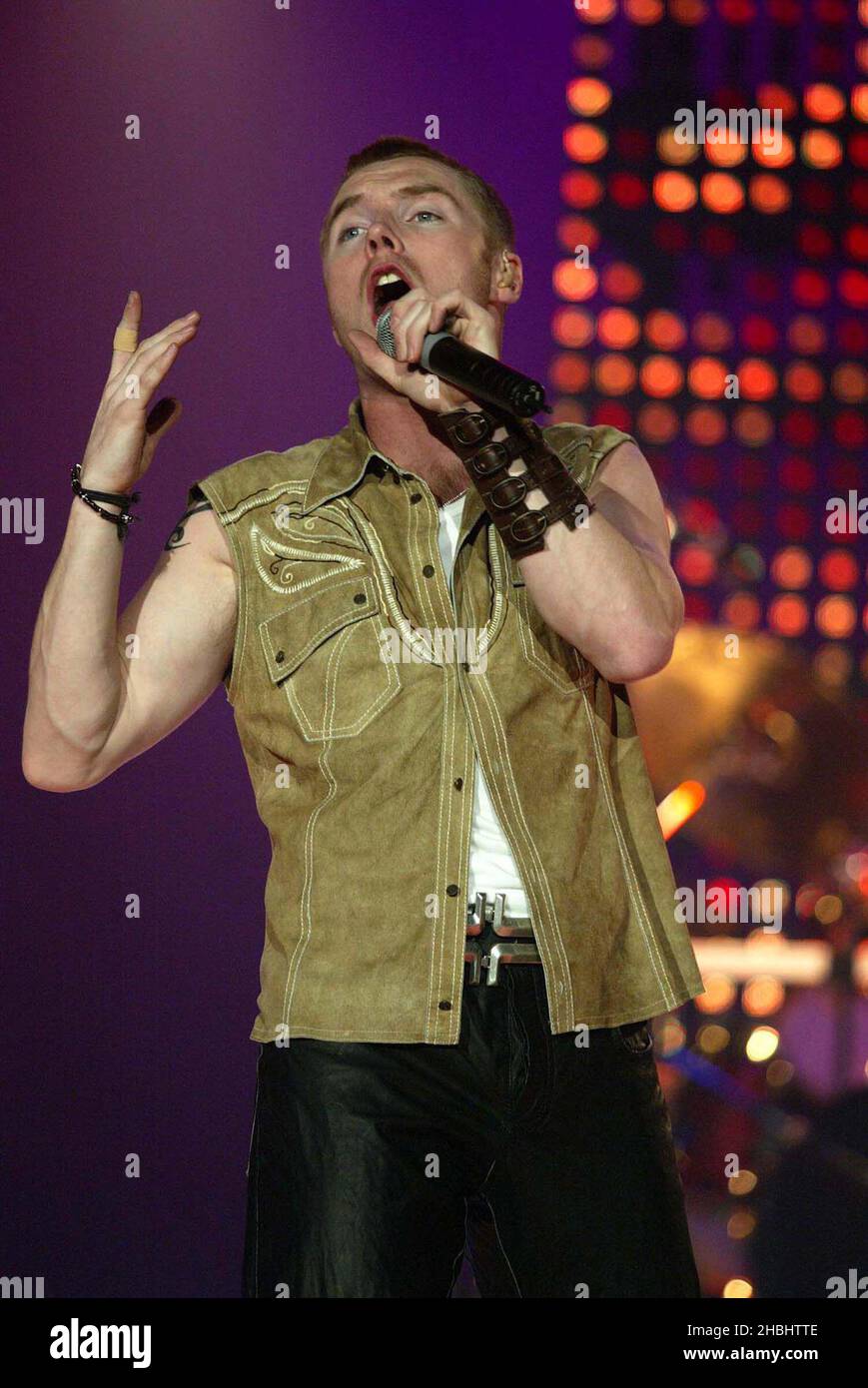 Ronan Keating performs live on stage at the Wembley Arena, London. Half ...