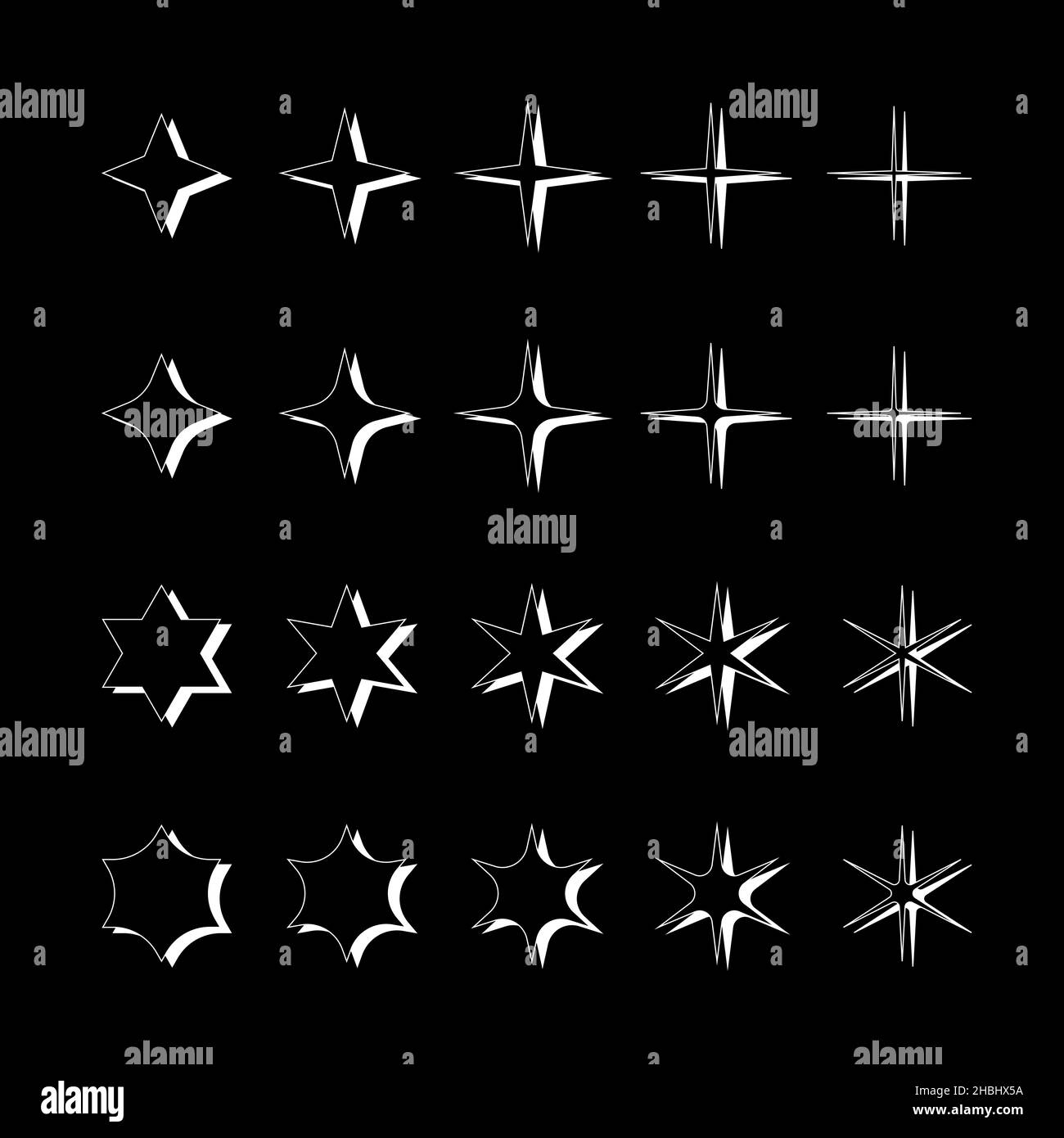 vector retro futuristic design elements star. Retro graphics set , 80s ...