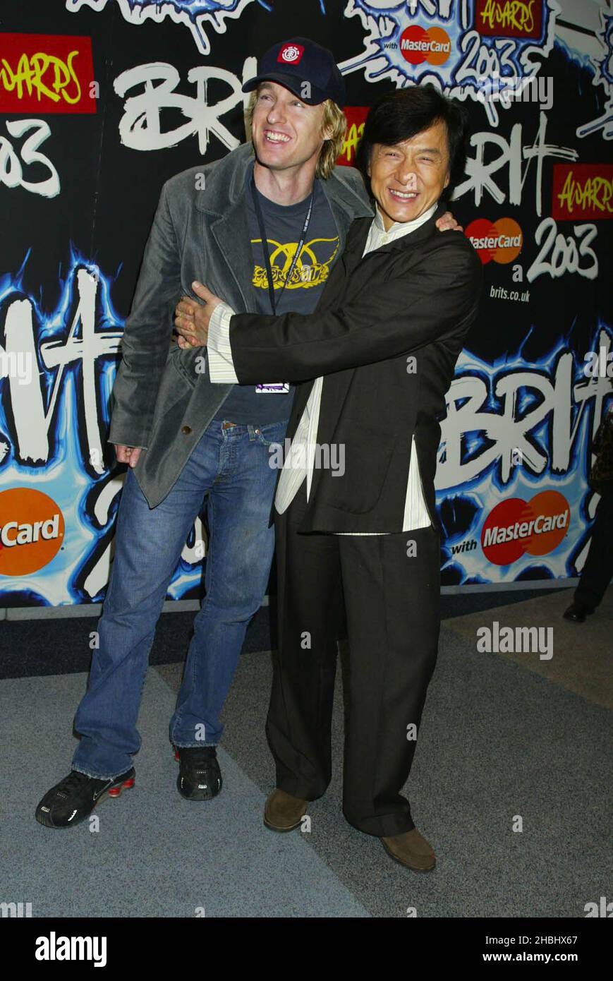 Owen Wilson and Jackie Chan at the Brit Awards 2003 at Londons Earls ...