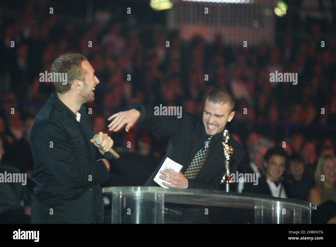 Chris Martin from Coldplay and Justin Timberlake photographed at the ...
