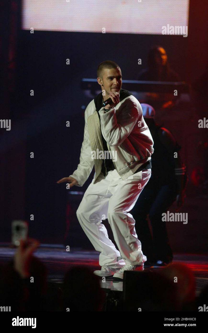 Justin Timberlake photographed at the 2003 Brit Awards at Earls Court ...