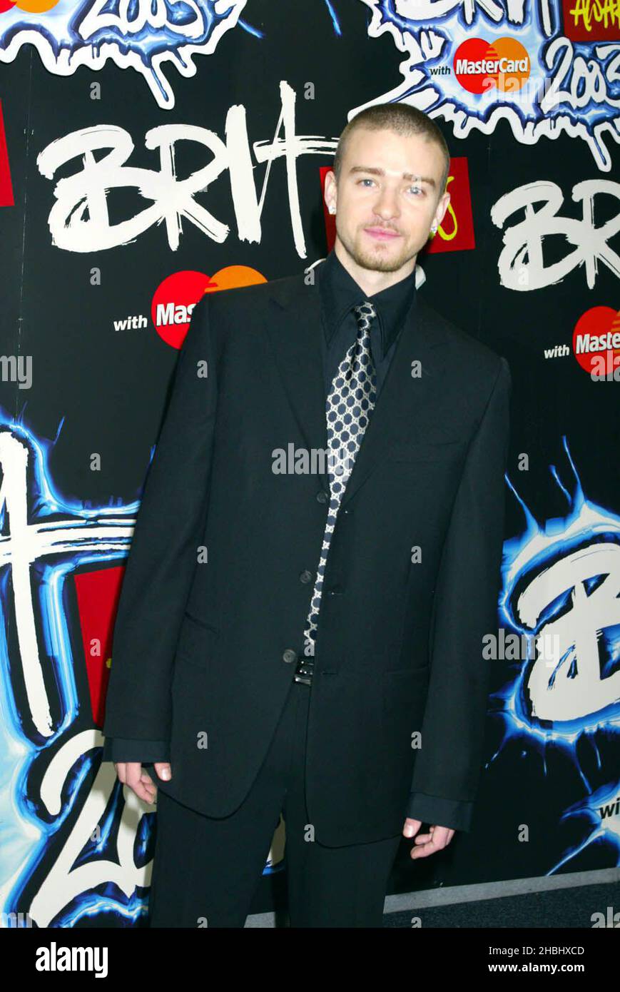 Justin Timberlake photographed at the 2003 Brit Awards in London. 3/4 ...