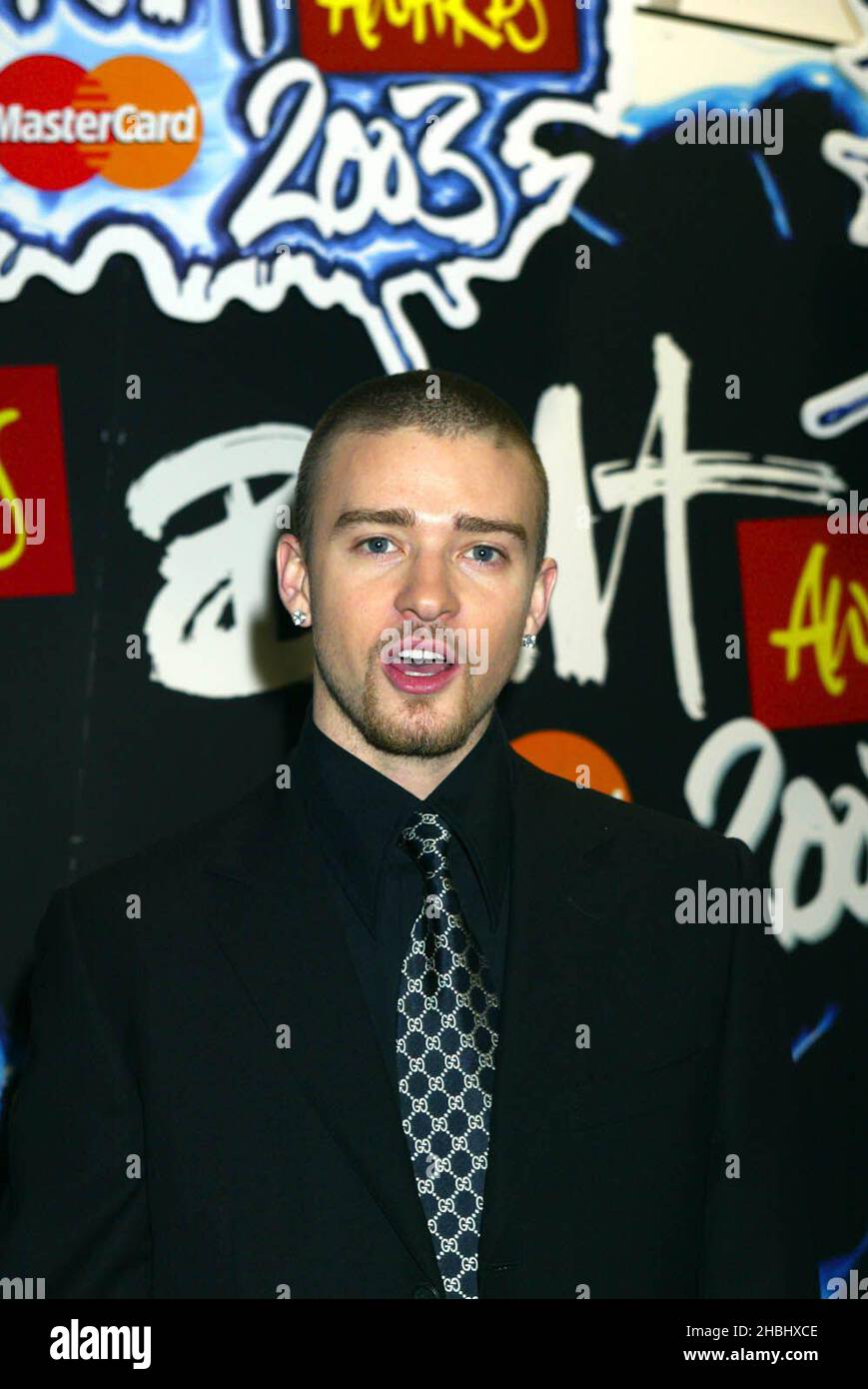 Justin Timberlake photographed at the 2003 Brit Awards in London. 1/2 ...