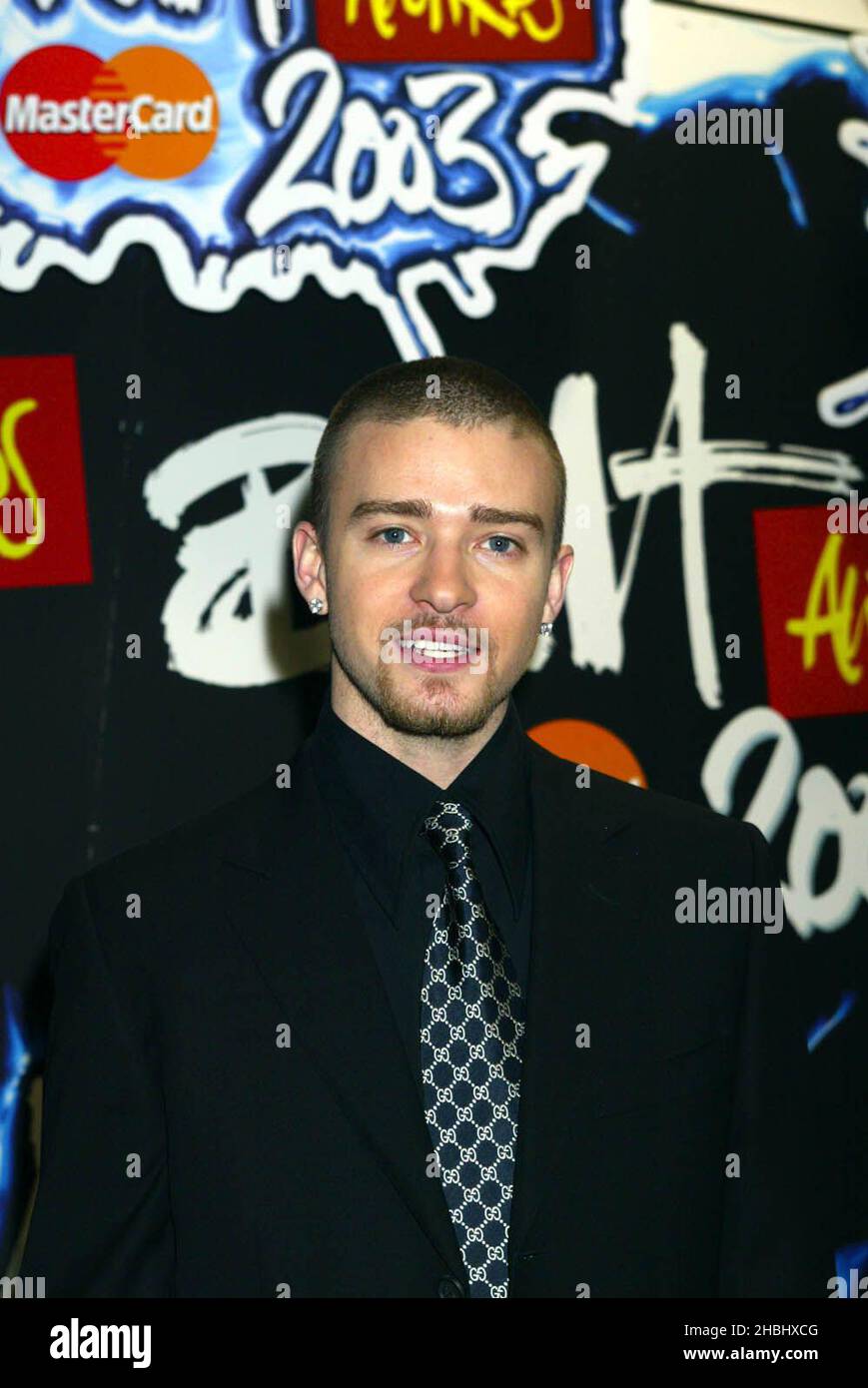 Justin Timberlake photographed at the 2003 Brit Awards in London. 1/2 ...