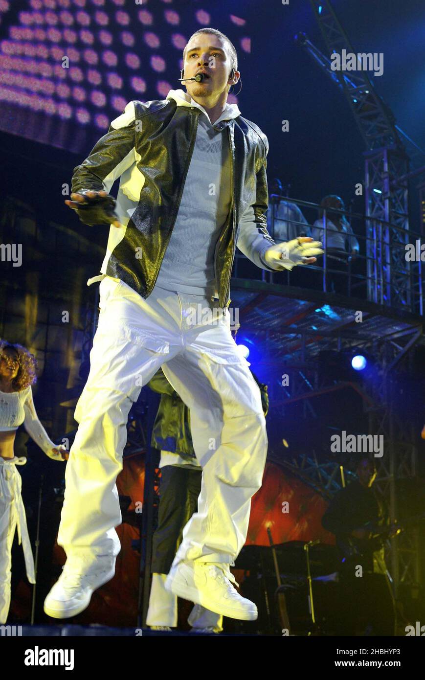 Justin Timberlake performs live on stage at the Sheffield Arena. Full ...