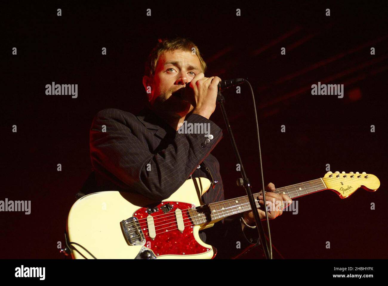 Blur perform live on stage second night at London Astoria. Half length ...