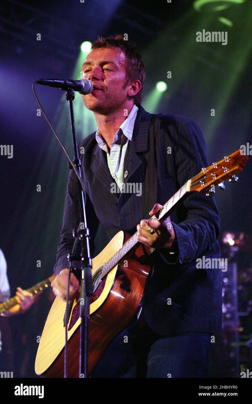 Blur perform live on stage second night at London Astoria. Half length ...