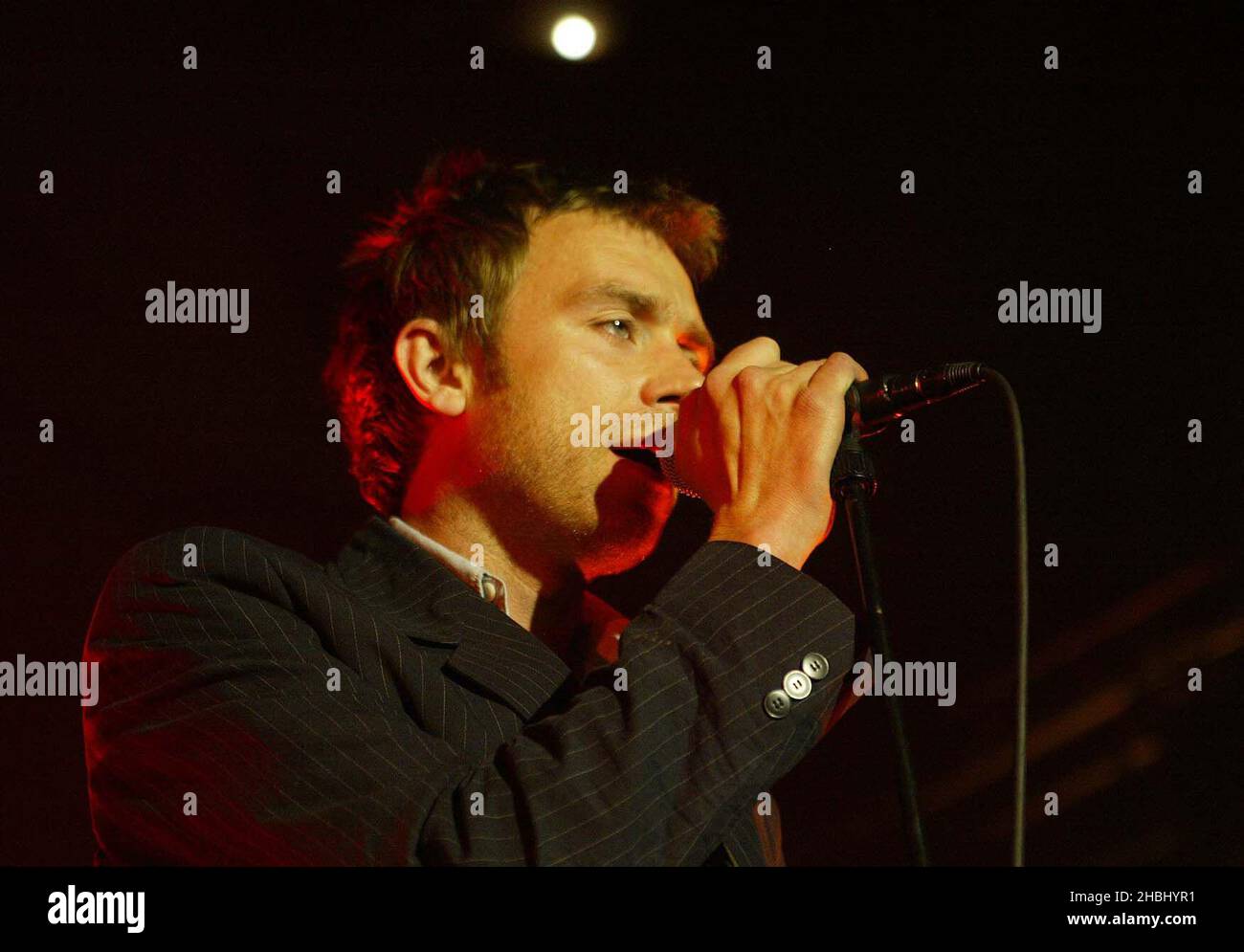 Blur perform live on stage second night at London Astoria. Headshot ...