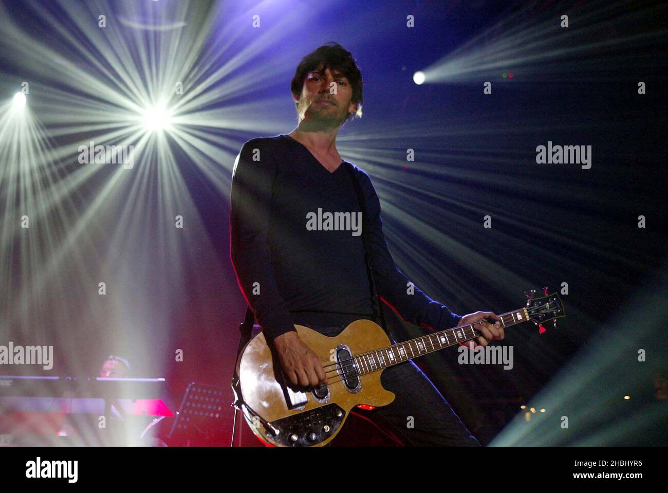 Blur perform live on stage second night at London Astoria. Half length ...