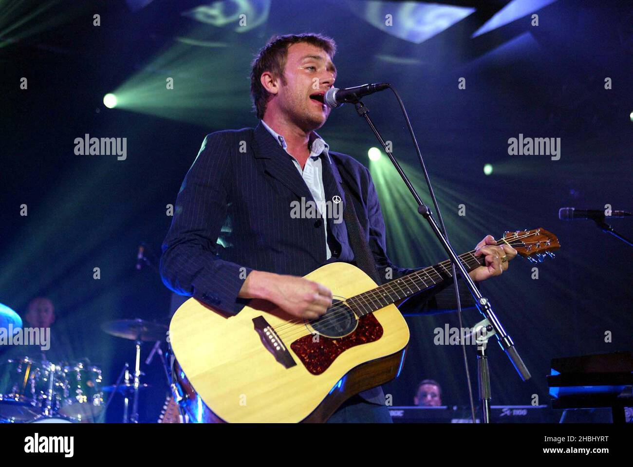 Blur perform live on stage second night at London Astoria. Half length ...