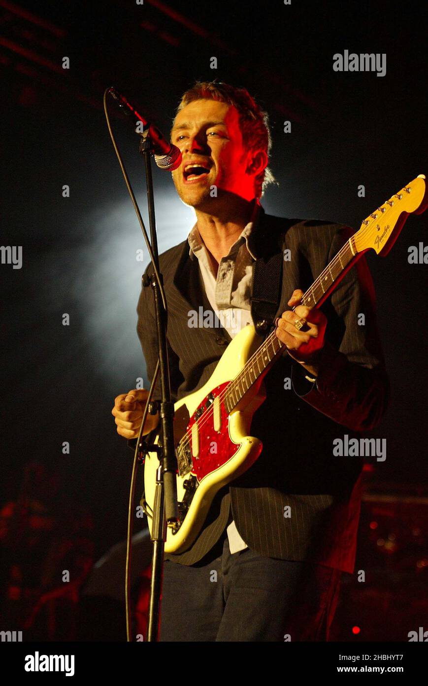 Blur perform live on stage second night at London Astoria. Half length ...