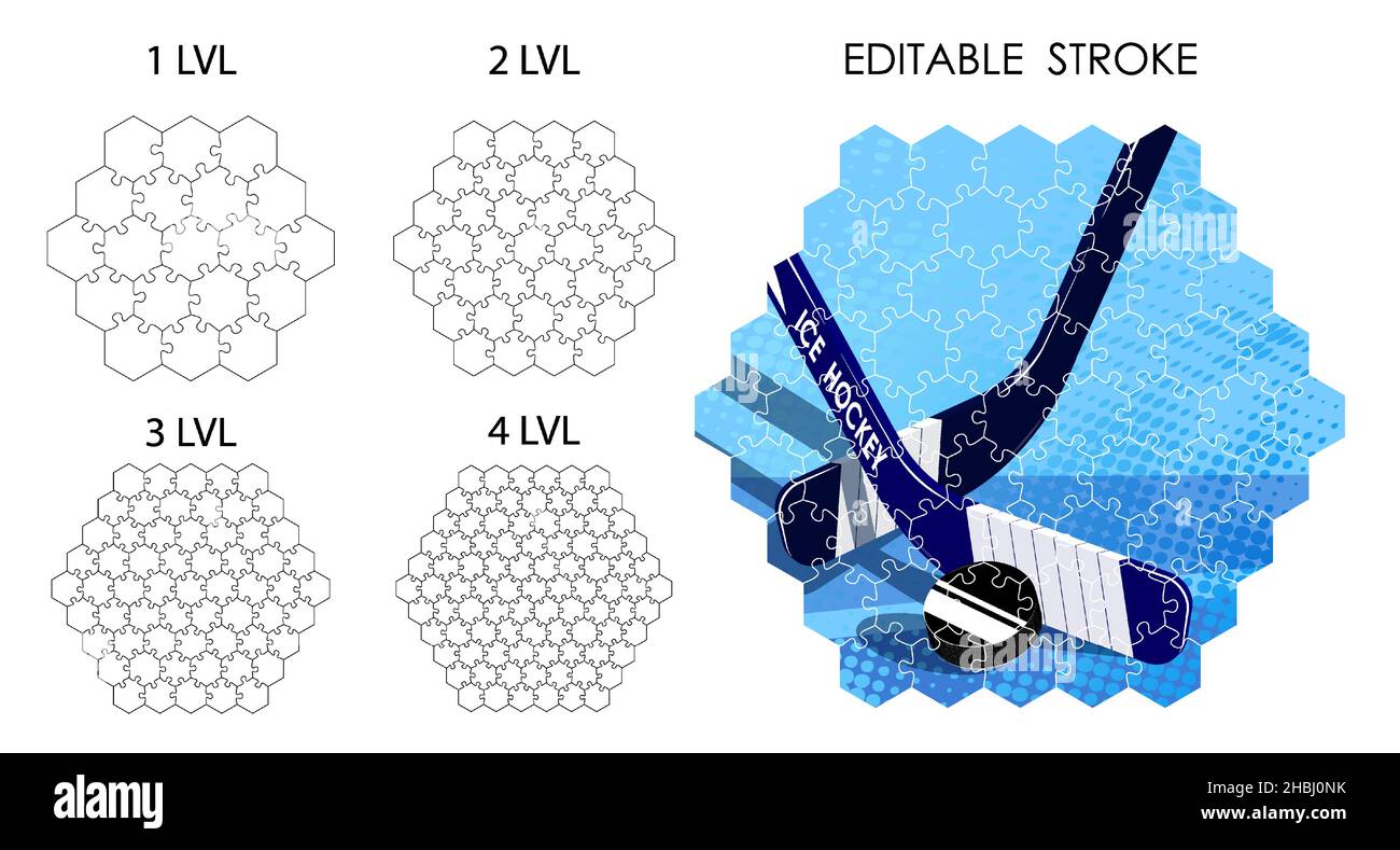 template of puzzles of different difficulty levels for overlaying image ...