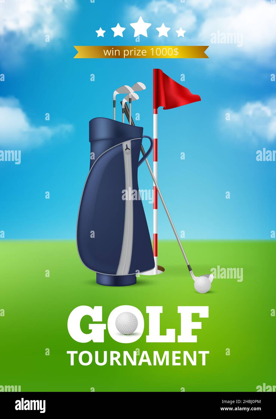 Golf poster. Sport invitation for luxury relaxation gaming competition ...