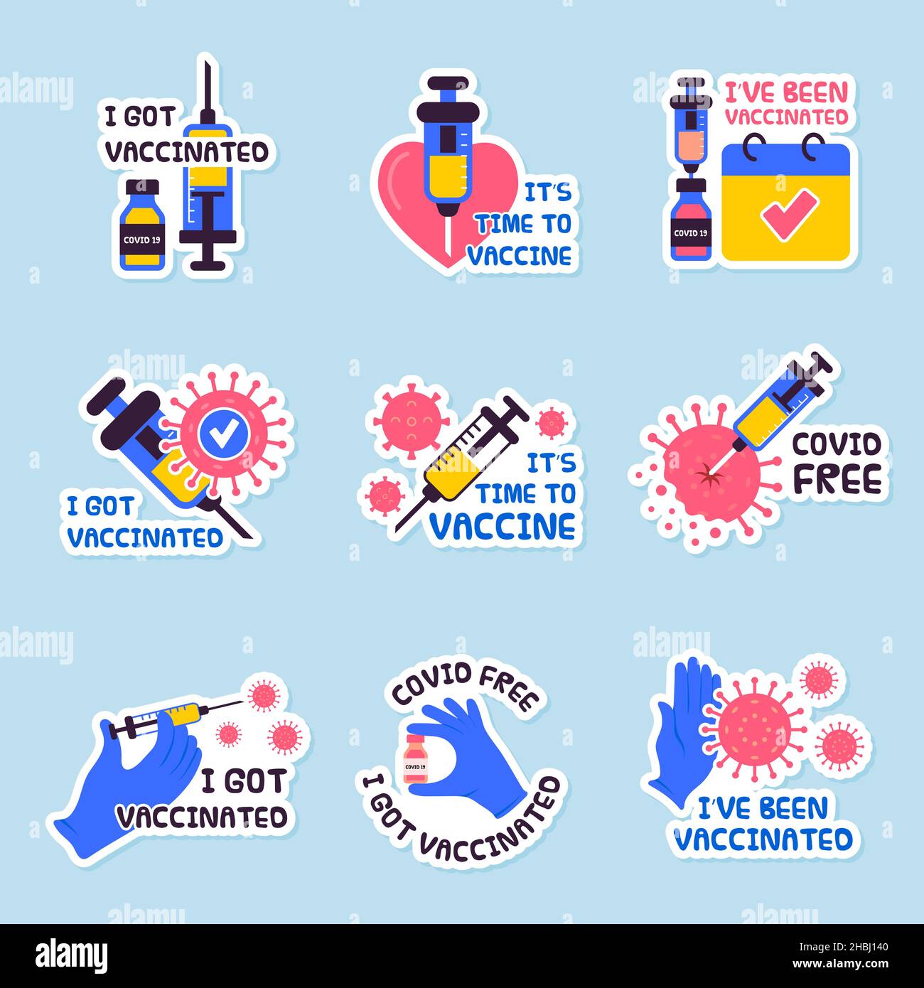 Vaccination badges. Healthcare attention labels medicine prevention ...