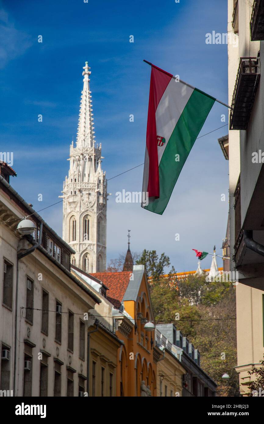Budapest old city (Buda) (in the background - St. Matthias Church Stock ...
