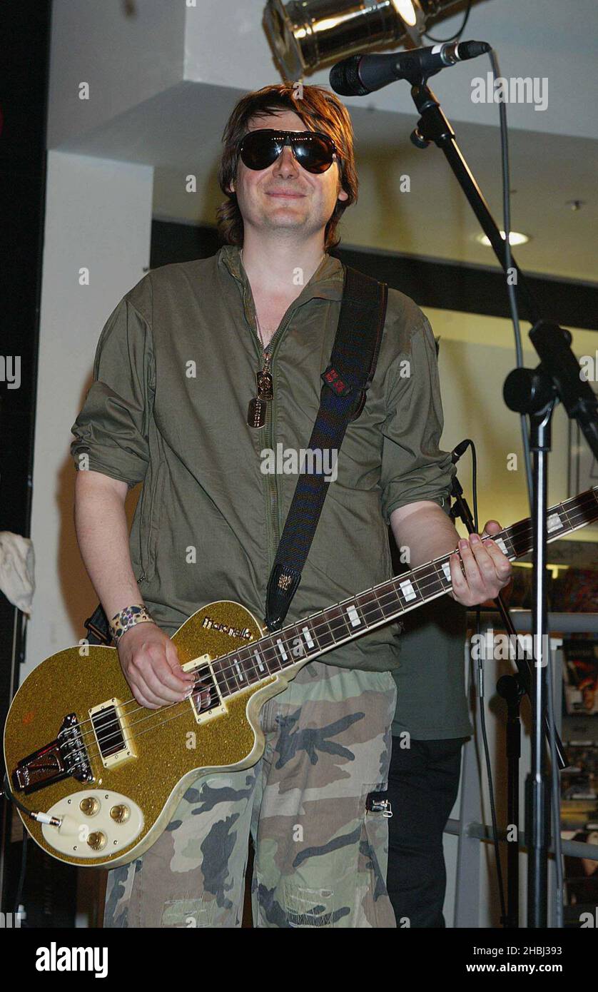 Manic Street Preachers Live shot of Bass Player Nicky Wire performing ...