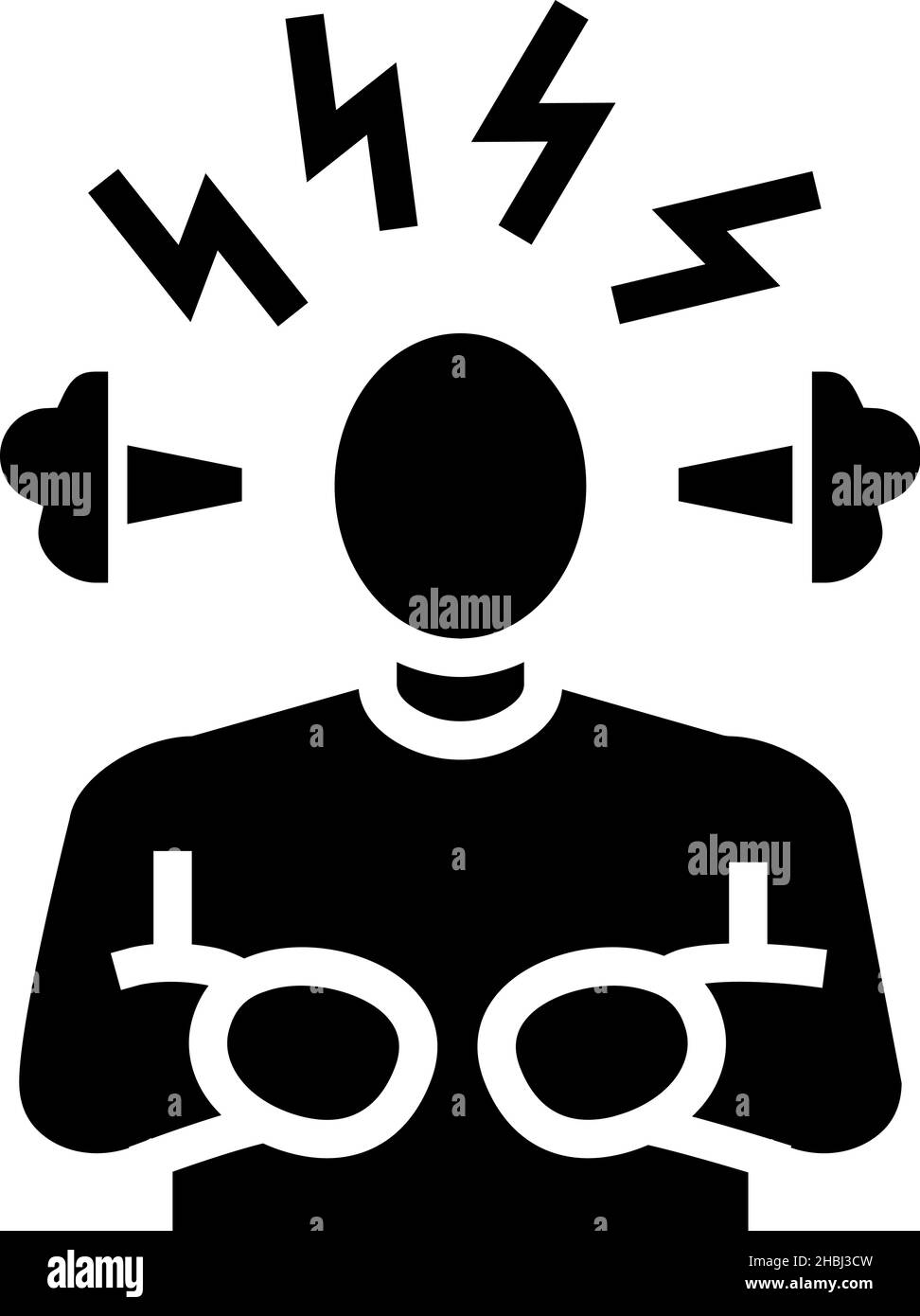 irritability, depression or anxiety glyph icon vector illustration ...