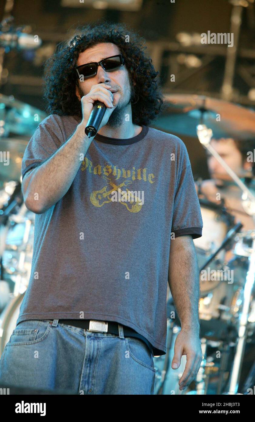 System of a Down perform live on the main stage at the Carling Festival ...