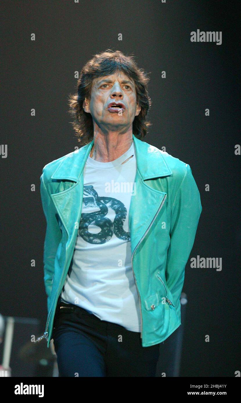 The "Rolling Stones" Mick Jagger performs live on Stage during their ...