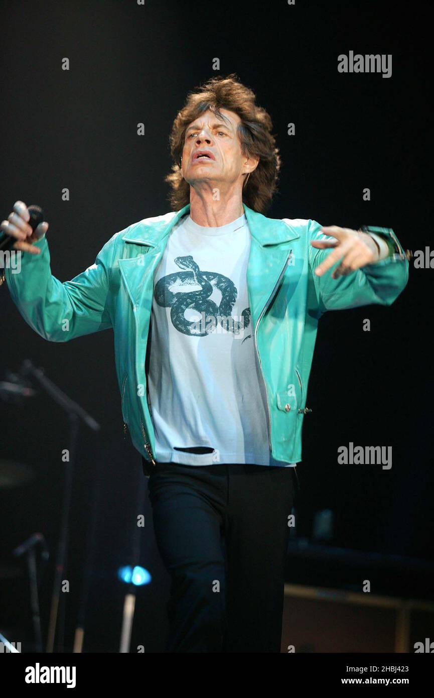 The "Rolling Stones" Mick Jagger performs live on Stage during their ...