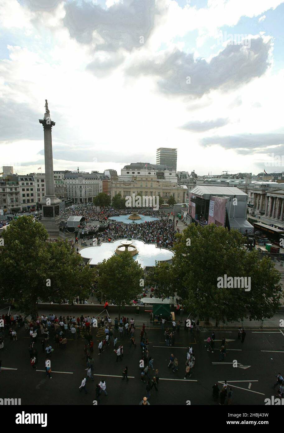 General View of crowd and stage at the Trafalgar Square Live 2003 ...