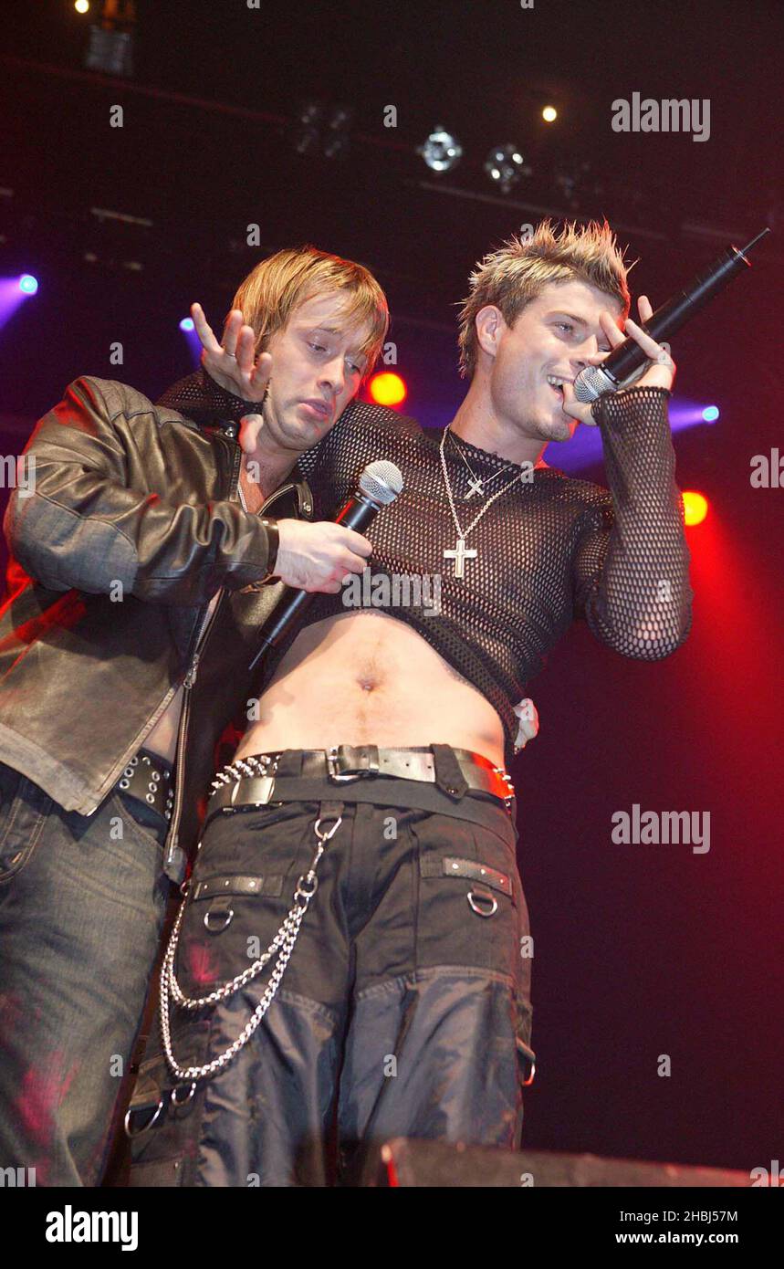 Six perform and live on stage at the GAY Astoria, London Stock Photo ...