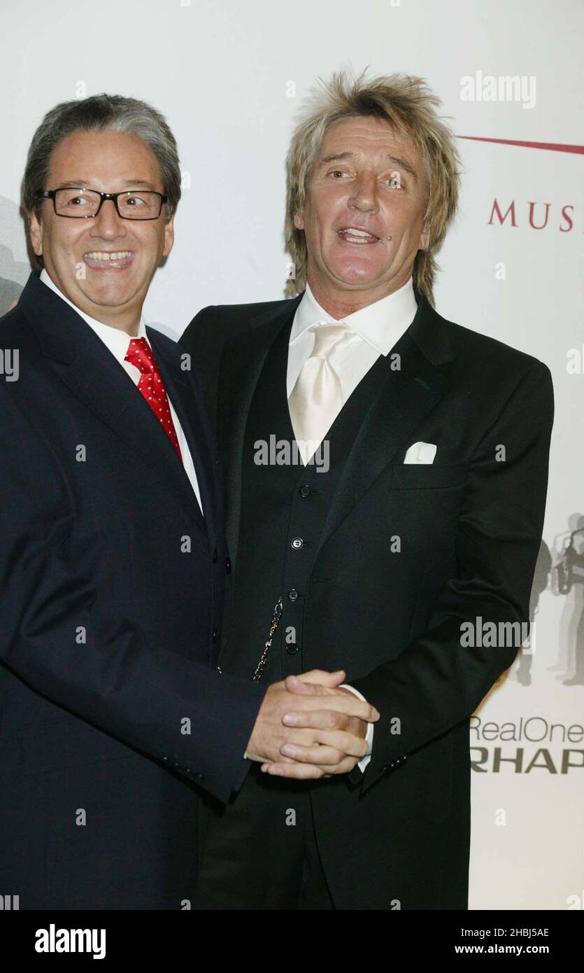 Rod Stewart with Rob Dickinson (Head of Music Industry Awards ) at the ...