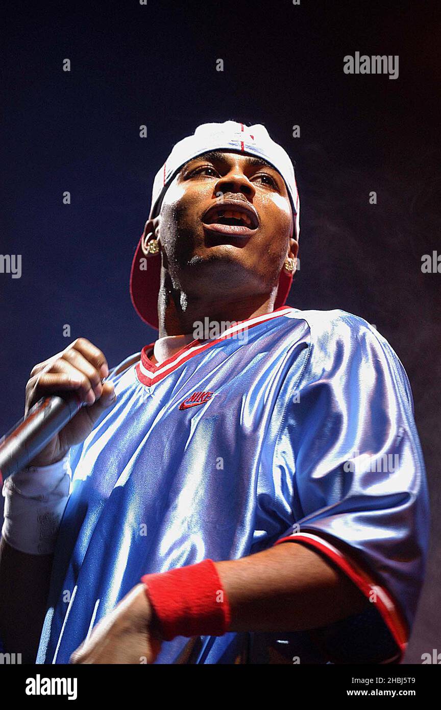 Nelly performs live on stage at the Wembley Arena,wearing blue silky ...