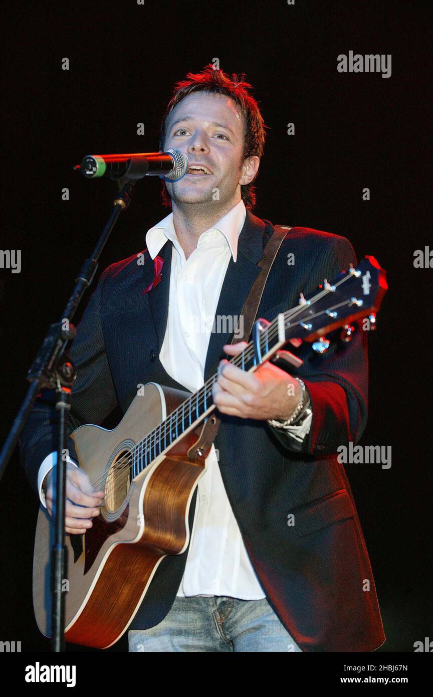 James Fox from fame academy performs live on stage at the Coronet ...