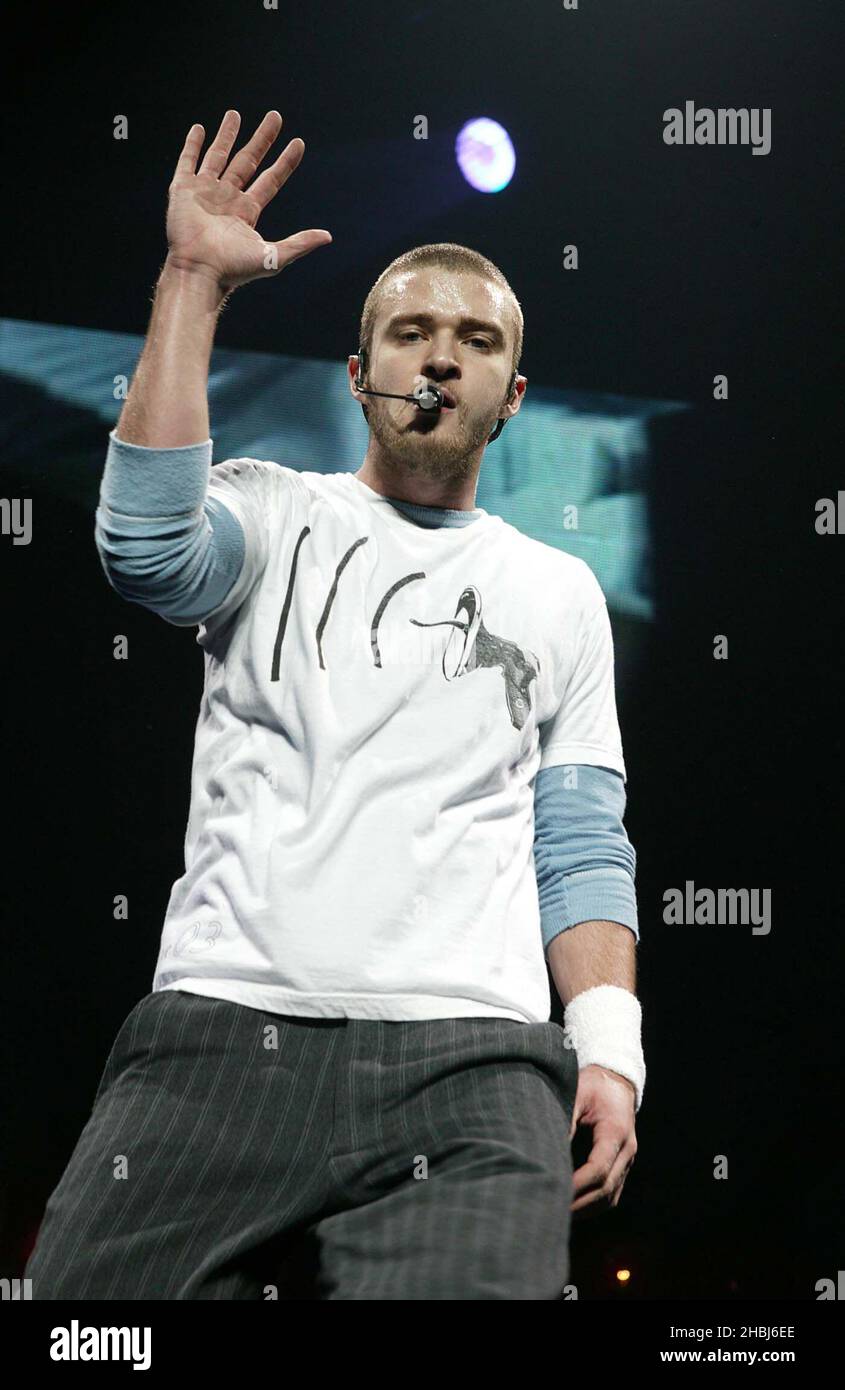 Justin Timberlake performs live on stage at the Earls Court Exhibition ...
