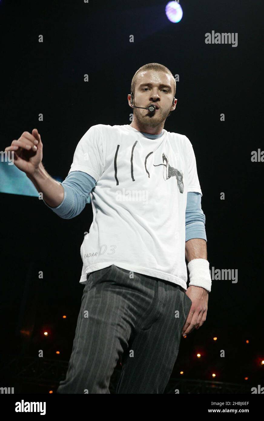 Justin Timberlake performs live on stage at the Earls Court Exhibition ...