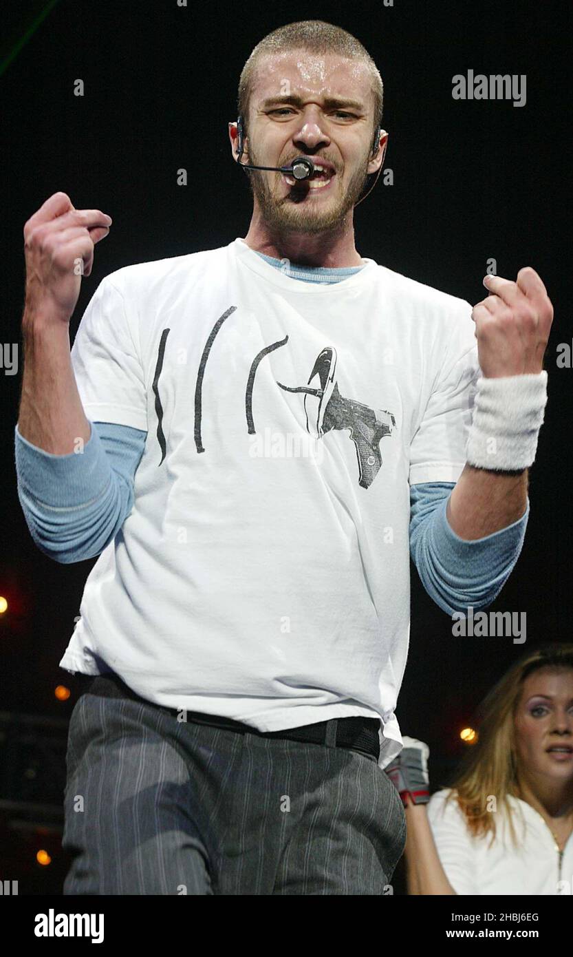 Justin Timberlake performs live on stage at the Earls Court Exhibition ...
