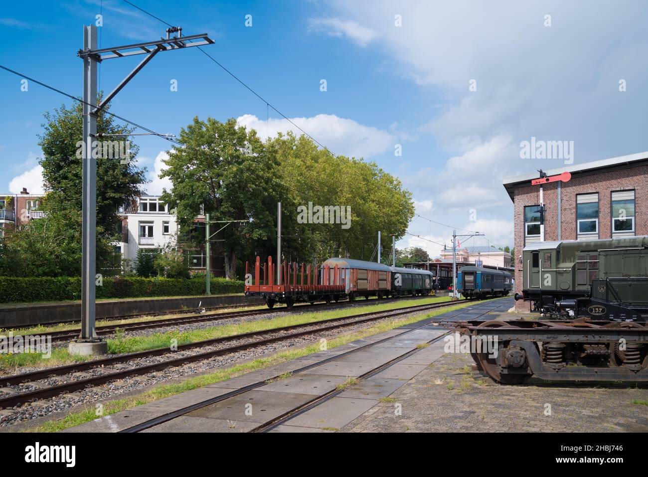 UTRECHT, NETHERLANDS - AUGUST 13, 2019: Old trains at the Dutch Railway ...